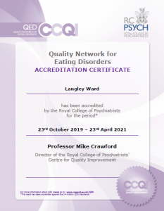 Accreditation for eating disorders ward recognises high quality patient ...
