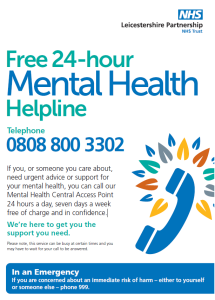 Helpful documents for your mental health and wellbeing - Leicestershire ...