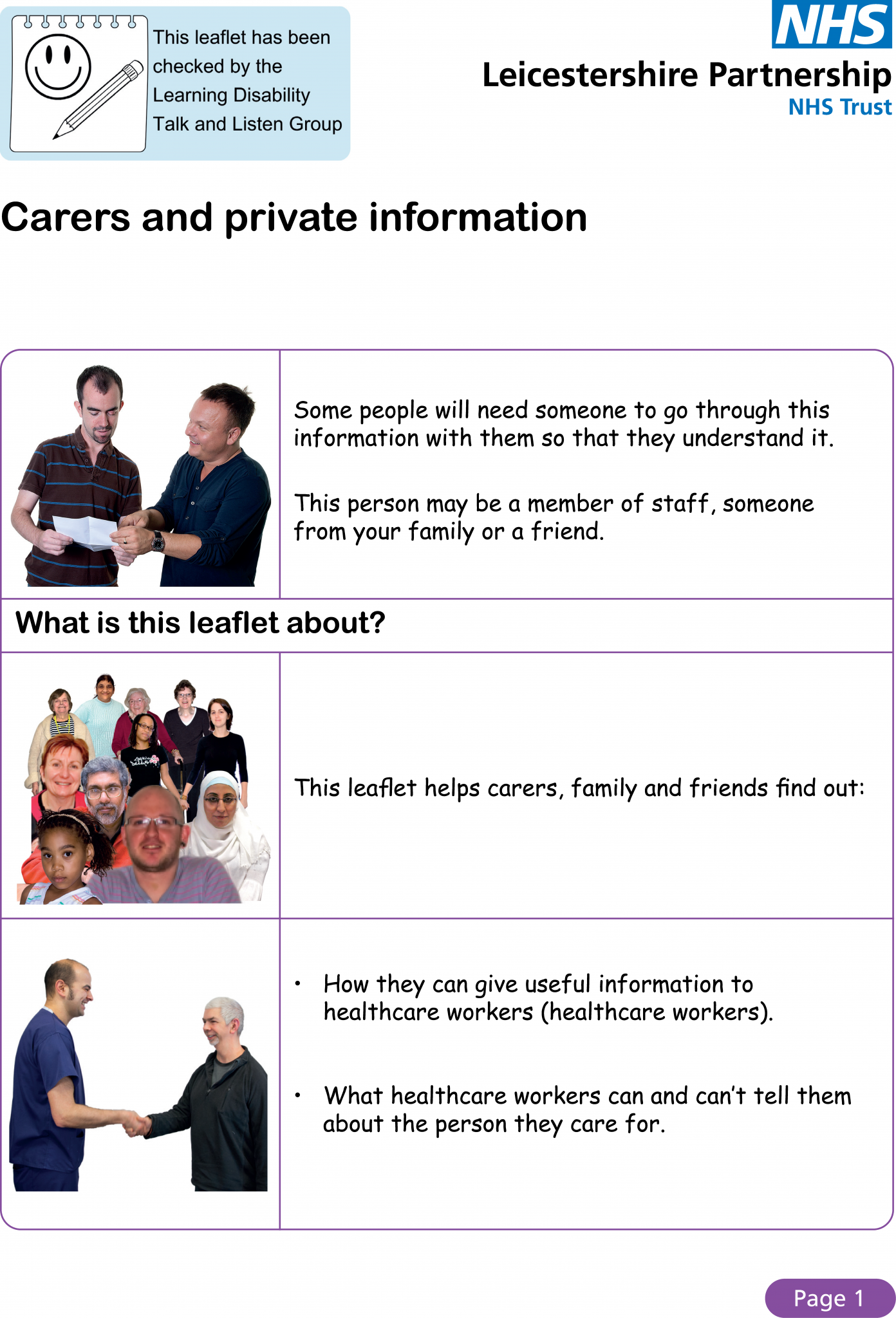 Our commitment to carers - Leicestershire Partnership NHS Trust